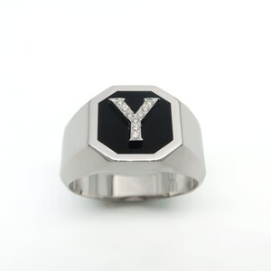 Diamond Ring for Men, Initial Ring, Custom Signet Ring, Statement Signet Ring, Personalized ...