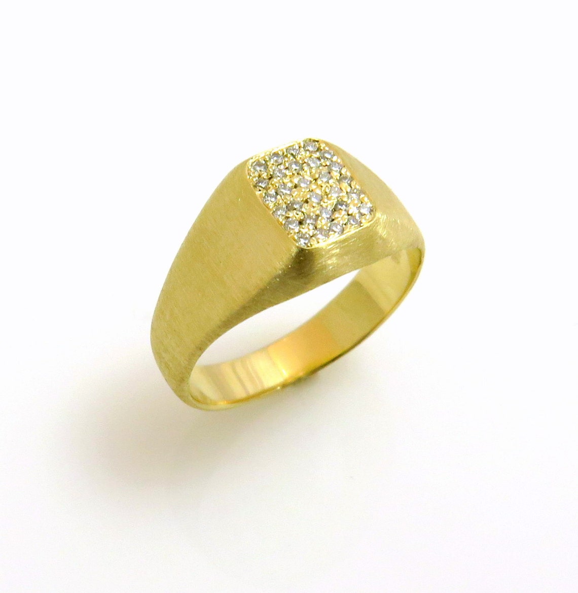 Signet Diamond Ring Cocktail Ring Men Signet Ring Pave | Etsy