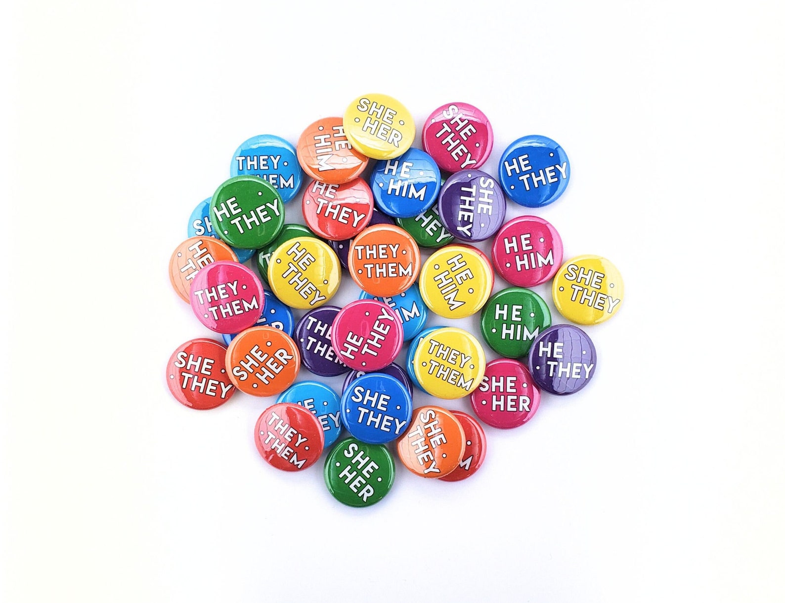 Assorted Colorful Pronoun Pins | Bulk Pronoun Buttons for Groups ...