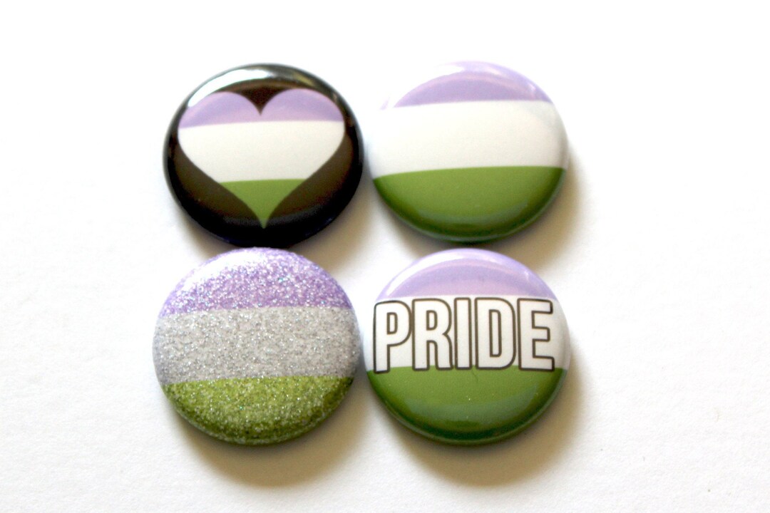 Genderqueer Pride Pins: Flag, Glitter, Heart - Set of 4 - Etsy
