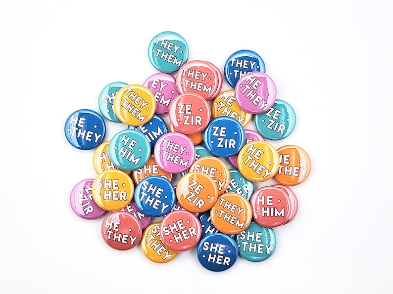 Assorted Colorful Pronoun Pins | Bulk Pronoun Buttons for Groups ...