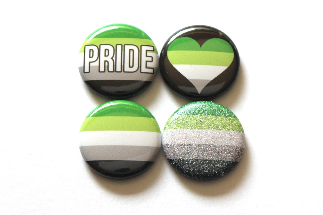Aromantic Pride Pin Set: Aro Flag, Heart, Glitter - Set of 4 - Etsy