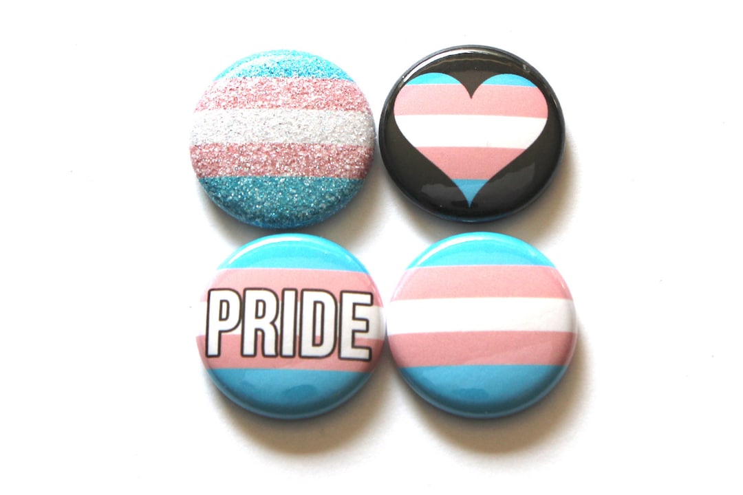 Trans Pride Pins: Glitter, Heart, & Flag Designs - Etsy