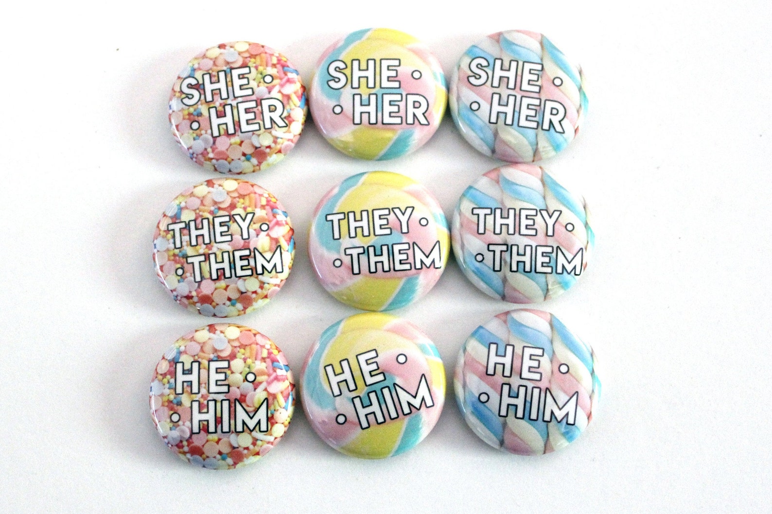Candy Pastel Pronoun Pin They/them She/her He/him Trans | Etsy