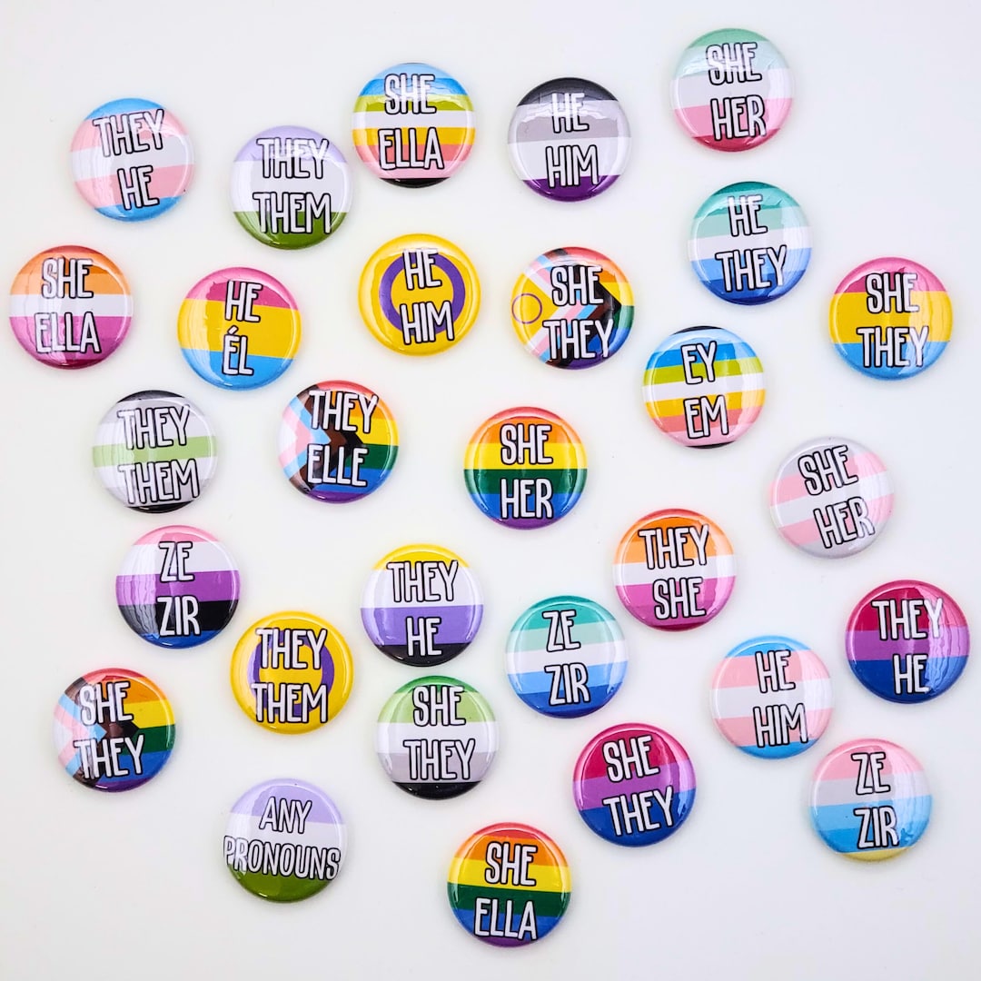 Personalized Pronoun Pins With LGBTQ+ Pride Flags | Custom Pride Pins - Etsy