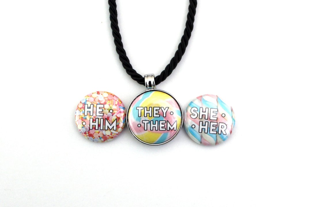 Candy Pastel Pronoun Necklace They/them She/her He/him - Etsy