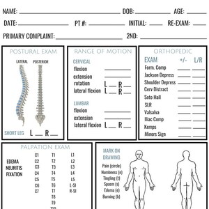 Modern Adult Exam Forms for Chiropractors | Etsy