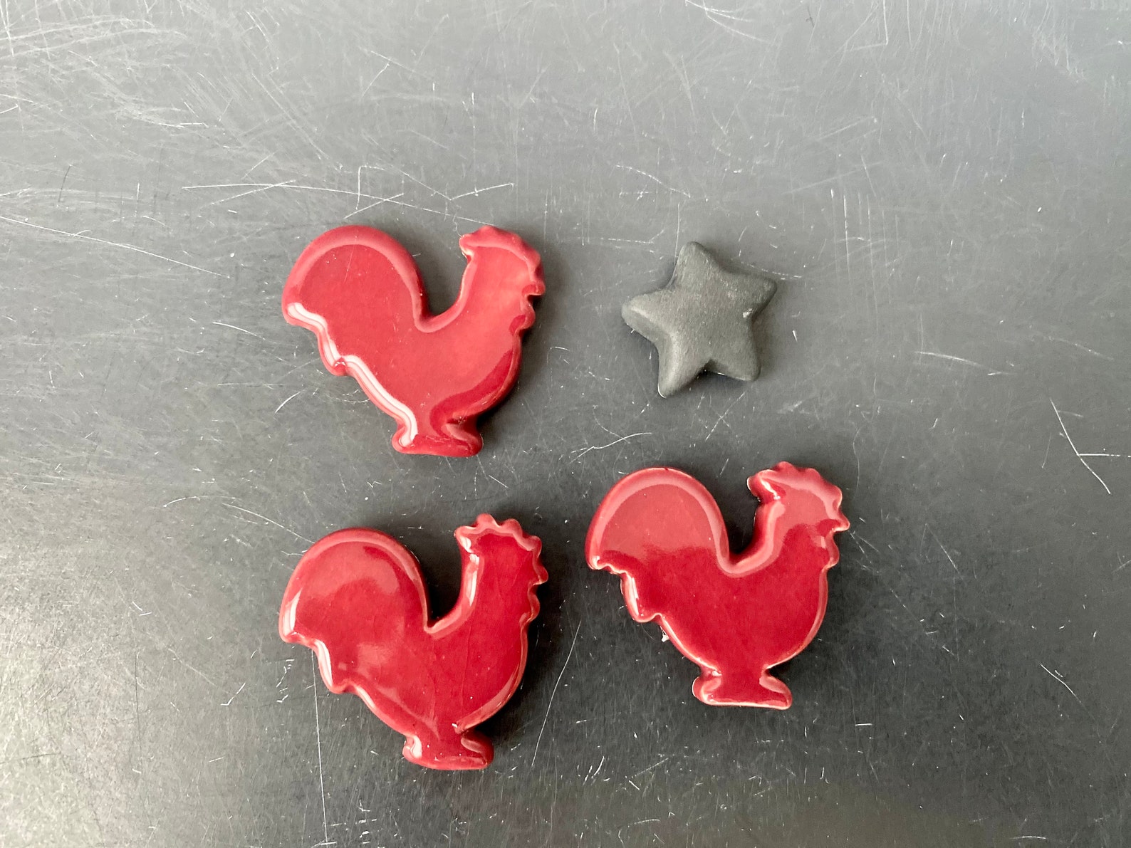 Chicken Magnets in Tin With Star Ceramic Rooster Magnets - Etsy