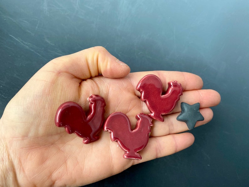 Chicken Magnets in Tin With Star Ceramic Rooster Magnets - Etsy