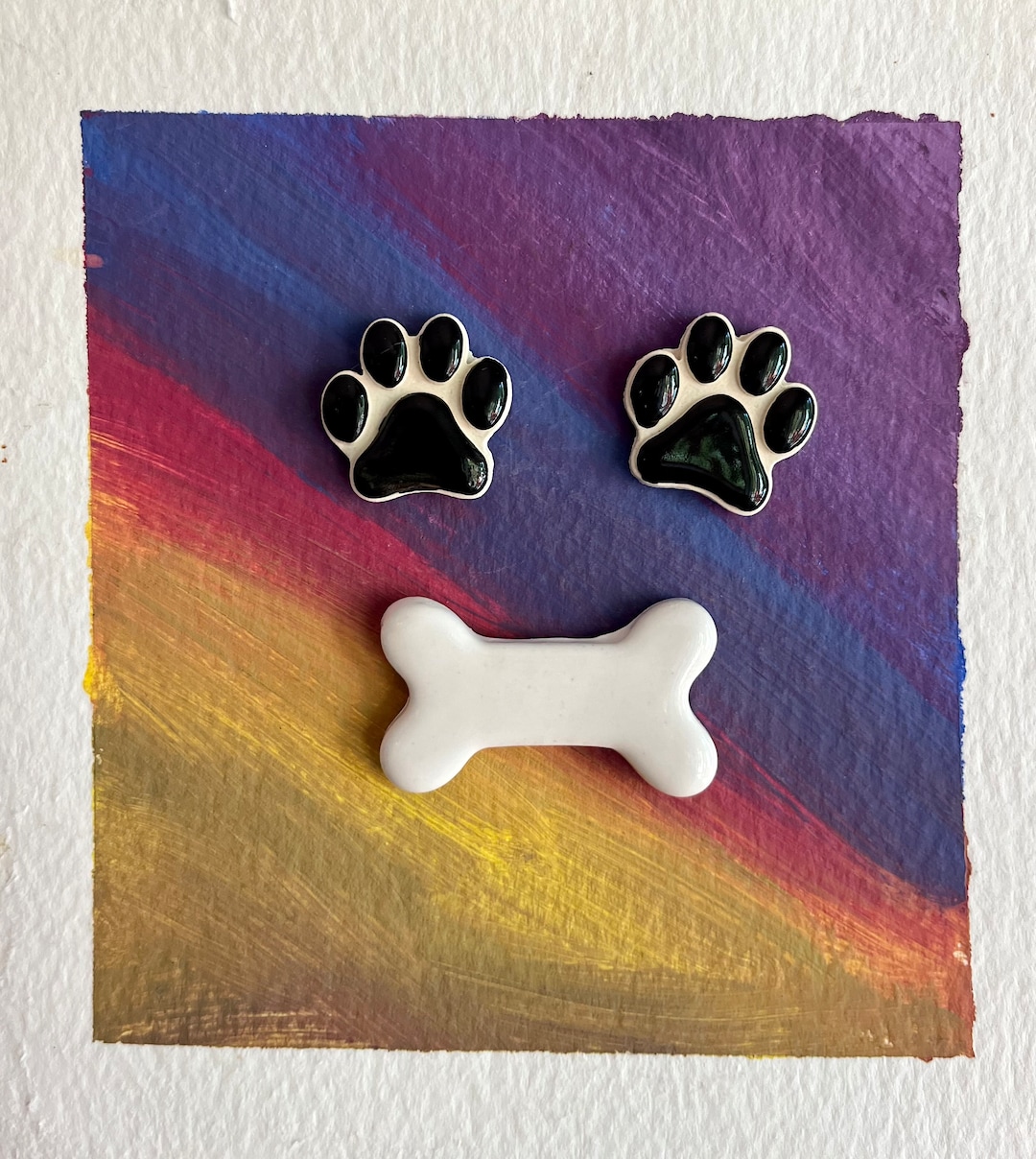 Ceramic Dog Paw Magnets: Handmade Pet Lover Gift Set - Etsy