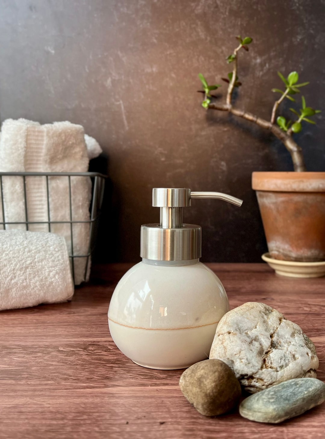 Ceramic Foam Soap Dispenser- Handmade Ceramic Hand Soap Foamer- White ...