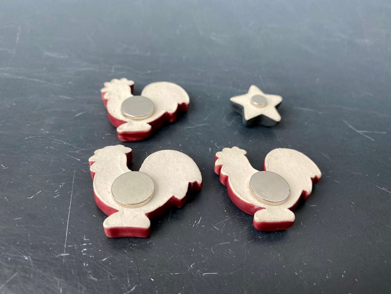 Chicken Magnets in Tin With Star Ceramic Rooster Magnets - Etsy