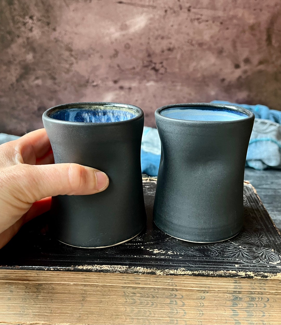 Squared Ceramic Cup (6 Oz)- Bathroom Cup- Handleless Mug, or for Sake ...