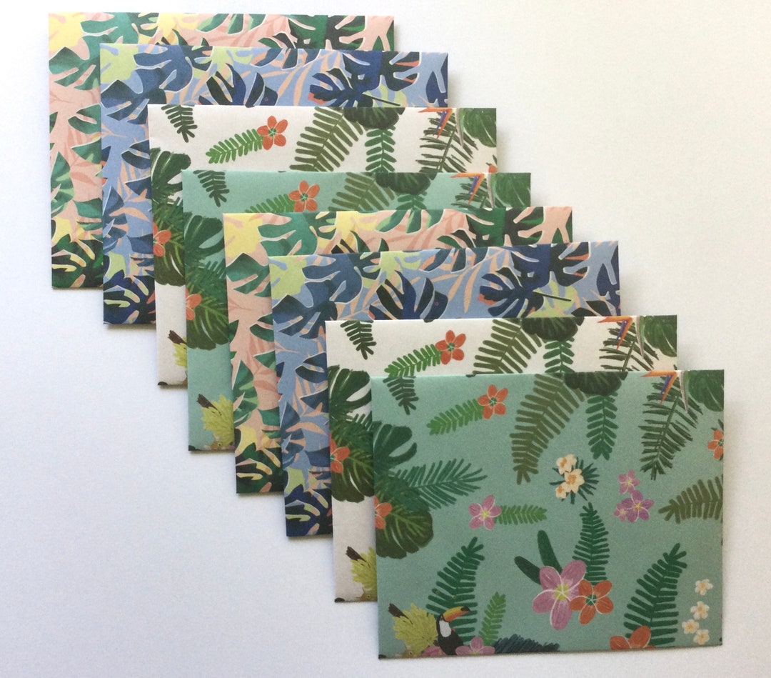 Leaf Envelopes, Small Envelope Set, Tropical Snail Mail, Planner ...