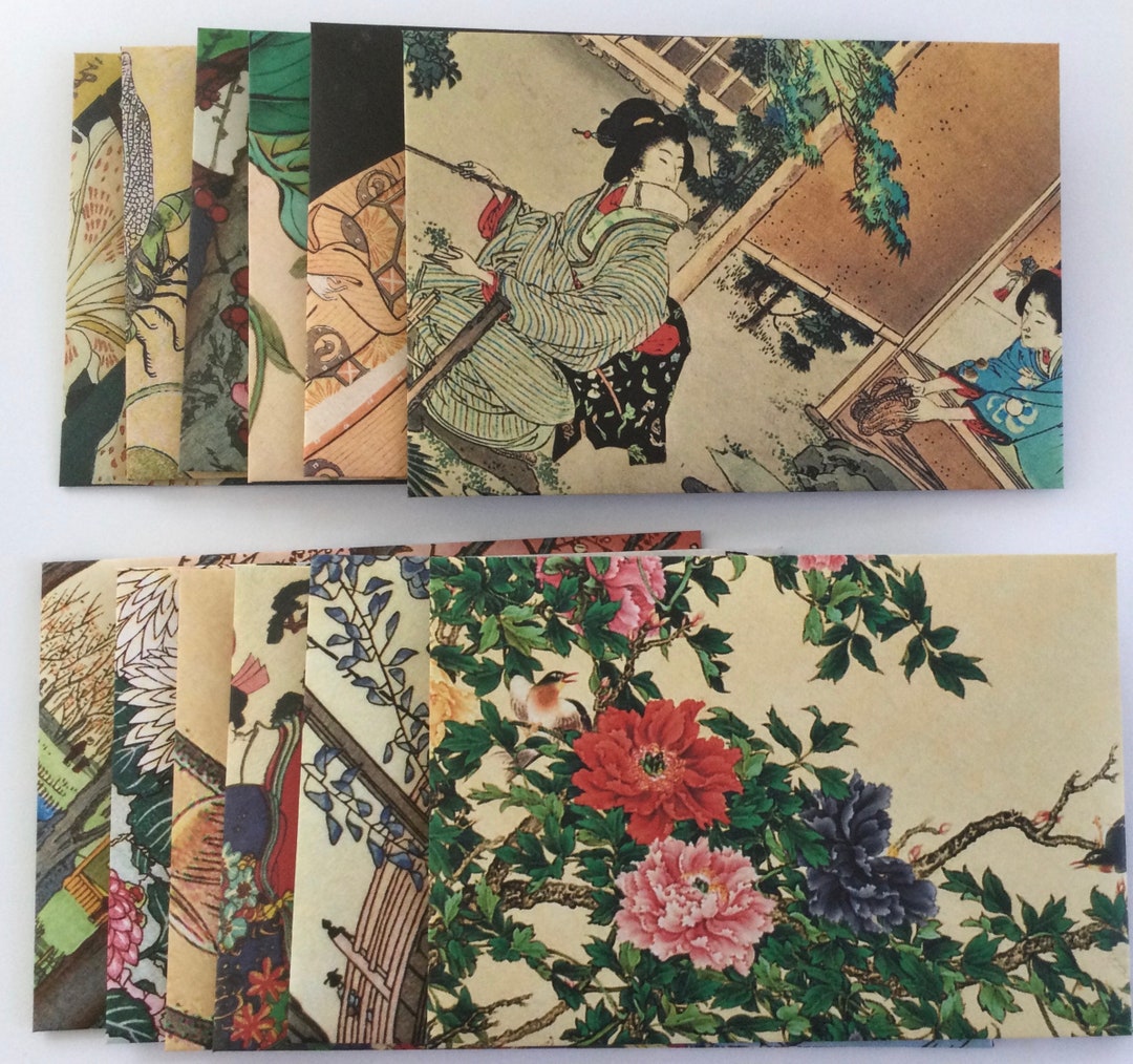 Japanese Garden Print Envelopes: Handmade Stationery Set of 12 - Etsy
