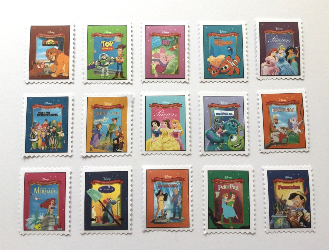 Faux Disney Postage Stamps, Junk Journal Handmade Stamps, Faux Stamps ...