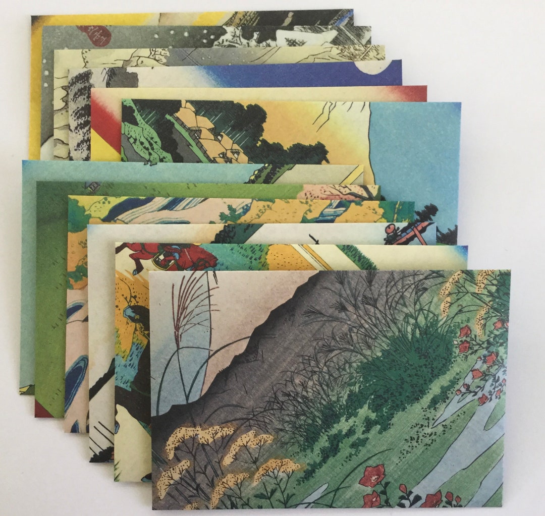 Japanese Woodblock Print Envelopes: Handmade Stationery Set of 12 - Etsy