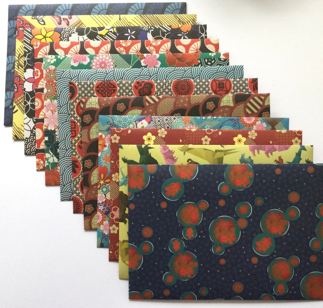 Japanese Chiyogami Envelopes: Handmade Patterned Stationery, Set of 12 ...