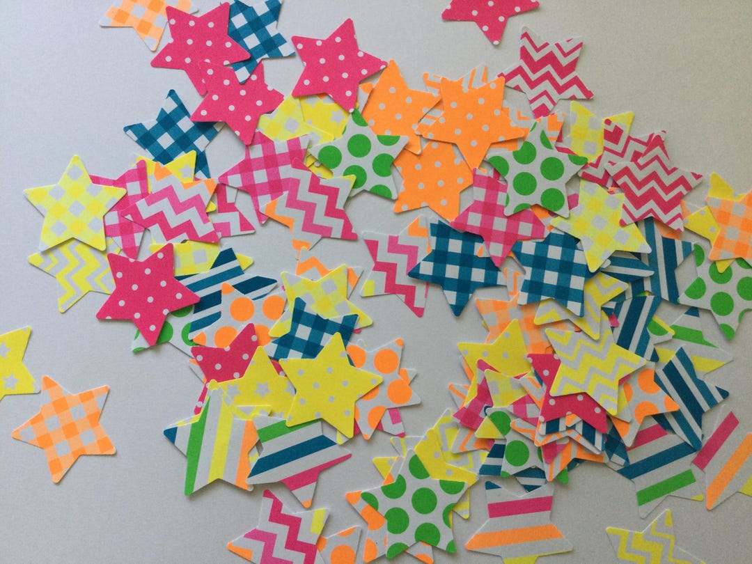 Fluro Star Punches, Neon Star Confetti, Hawaiian Party, Hot Pink ...