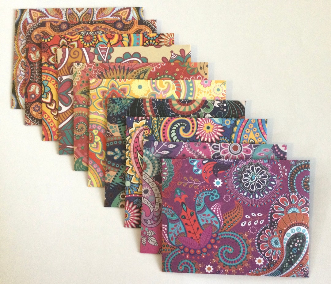 Handmade Paisley Stationery Set: Flower Cards and Envelopes - Etsy