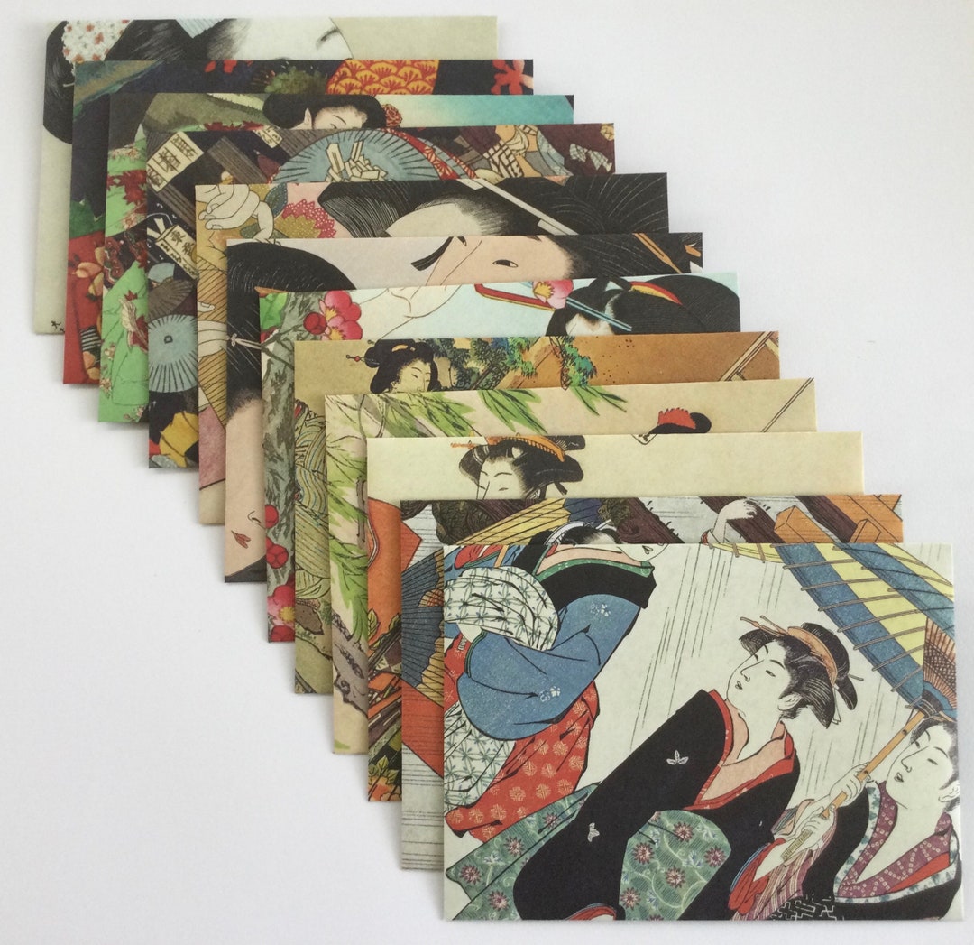 Japanese Geisha Envelopes: Handmade Origami Stationery, Set of 12 - Etsy