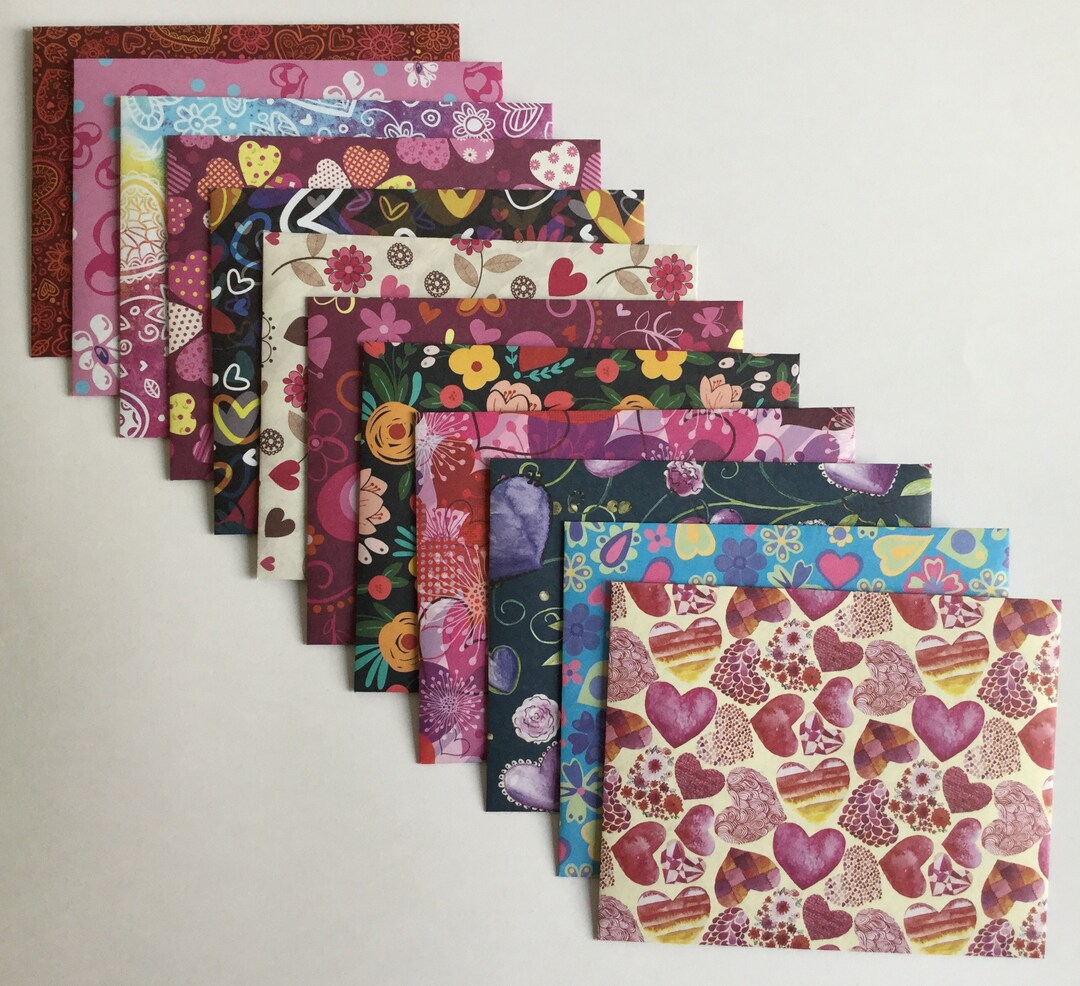 Handmade Heart Envelopes & Cards: Pink Stationery Set of 12 - Etsy