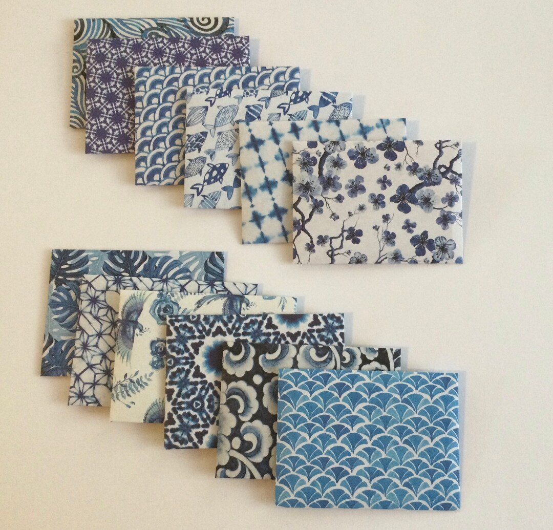 Mini Blue & White Origami Envelopes: Snail Mail Stationery, Set of 12 ...