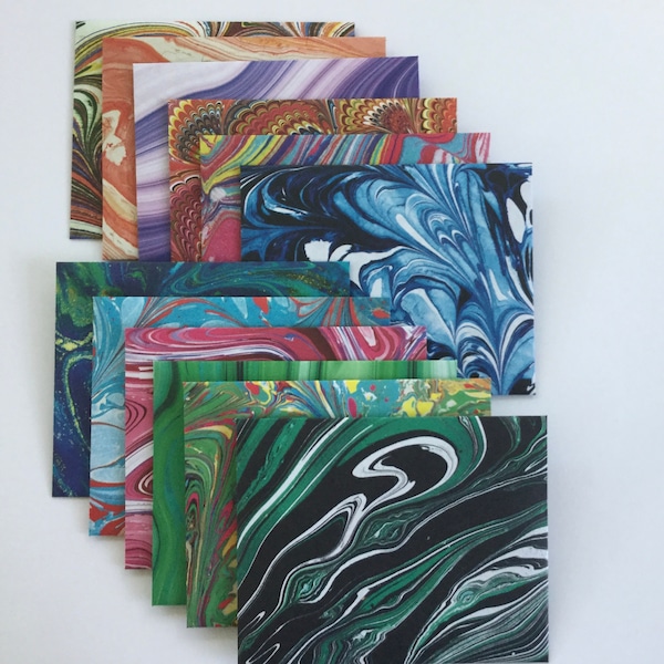 Marbled Cards - Etsy