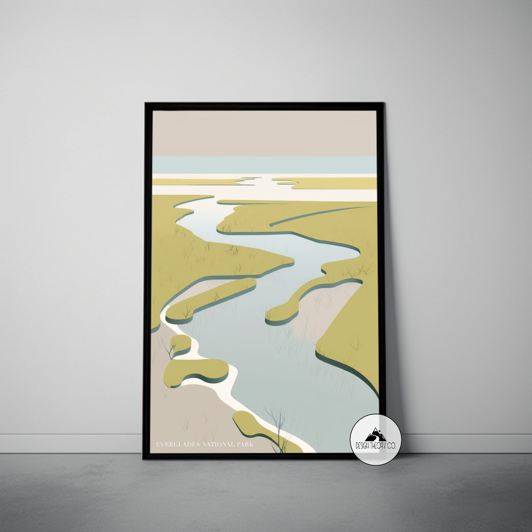 Everglades Abstract Travel Poster, Mid Century Retro Travel Poster ...