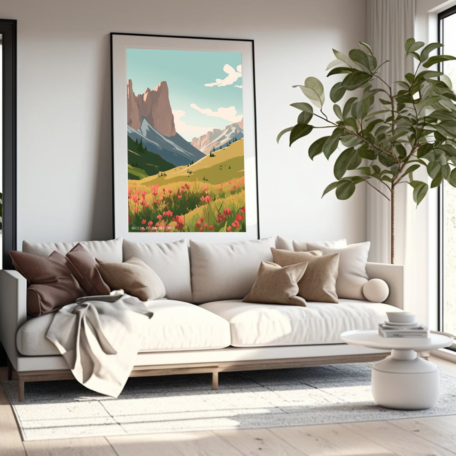Seceda Poster Print, Italian Dolomites Hike Art, Mid Century Retro ...