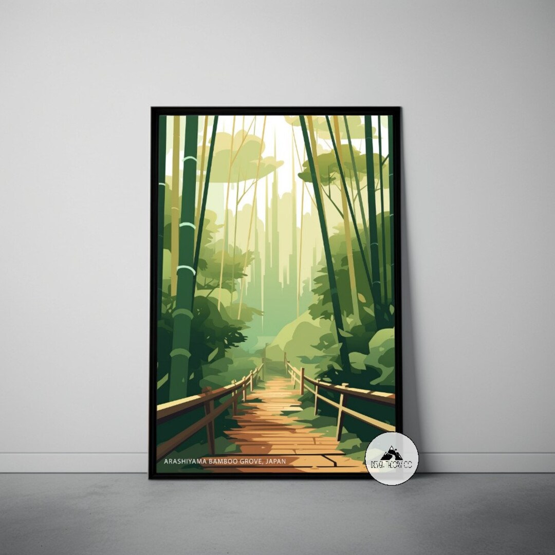Arashiyama Bamboo Grove Japan Poster, Japan Mid Century Retro Print ...