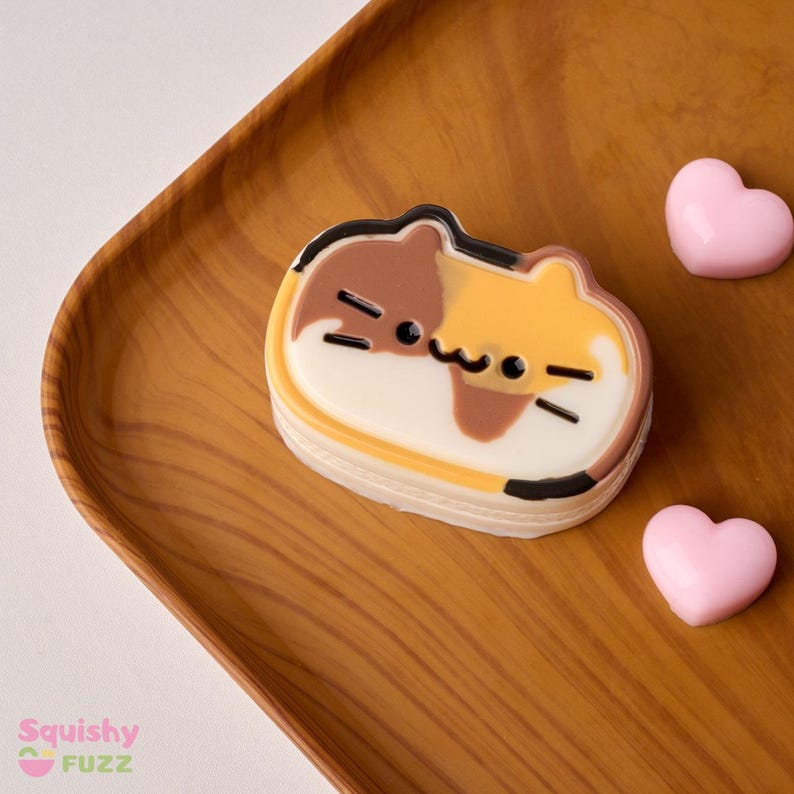Calico Cat Face Squishy Toy, Tortoiseshell Cat Face Squishy, Handmade ...