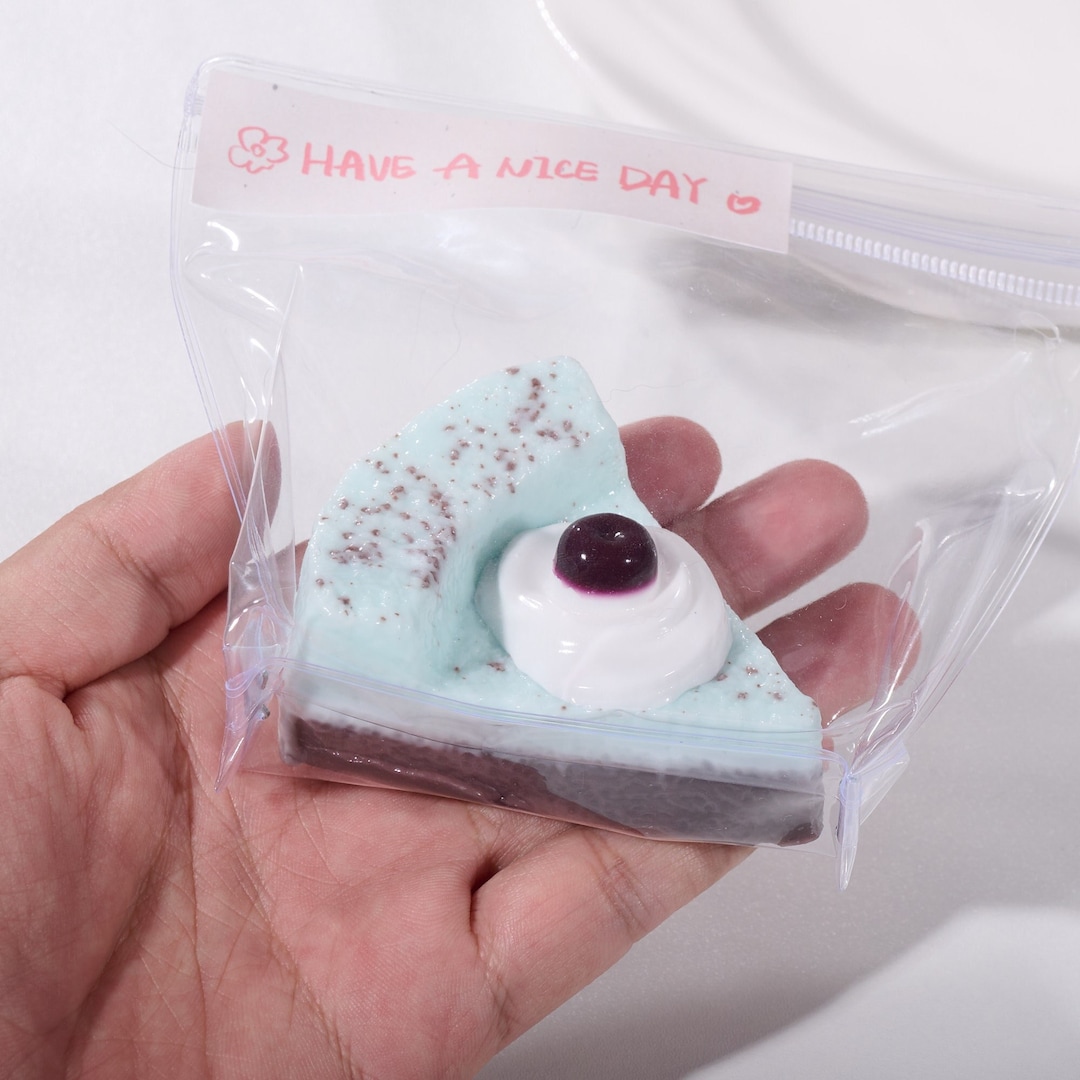 Mint Chocolate Cake Slice Taba Squishy Toy, Cute Dessert Stress ...