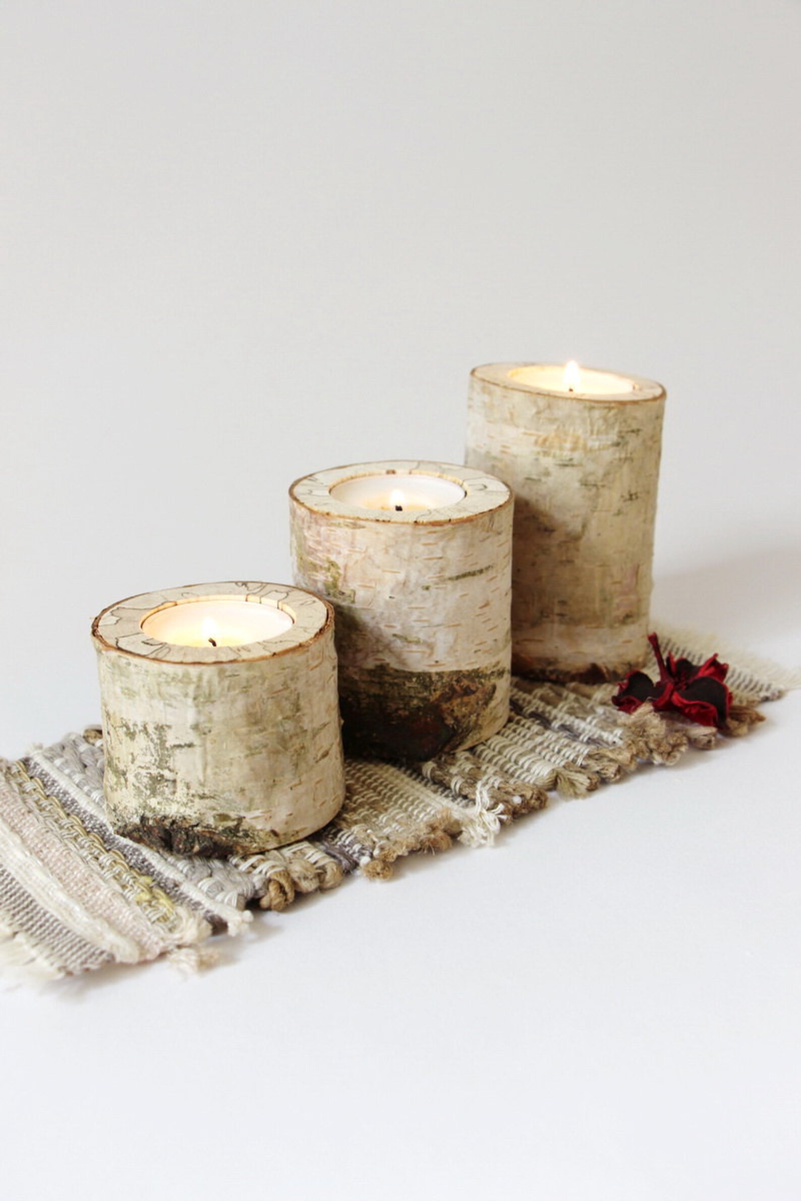 Log Candle Holder Rustic Birch Candle Holder Wood Tealight - Etsy
