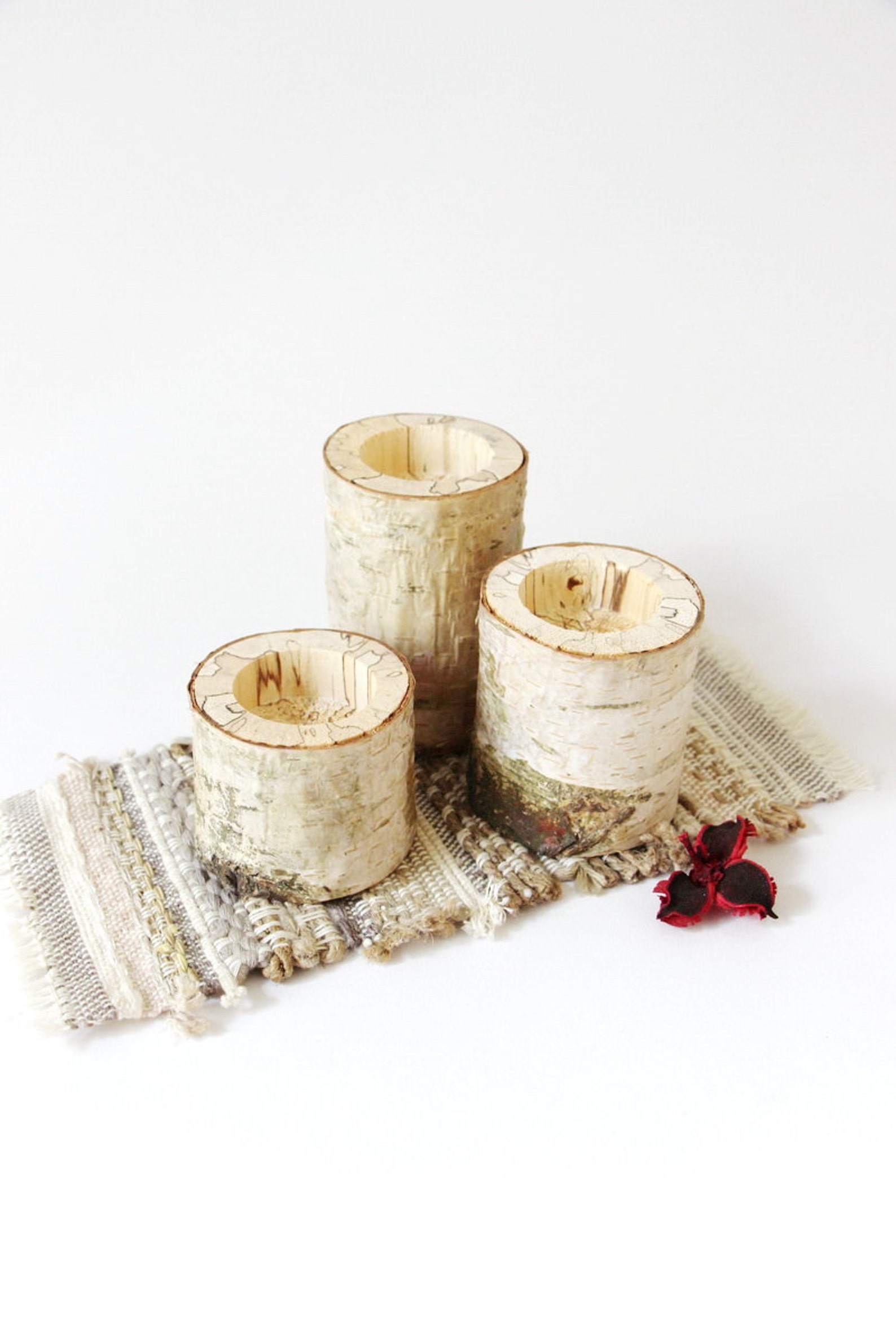 Log Candle Holder Rustic Birch Candle Holder Wood Tealight - Etsy
