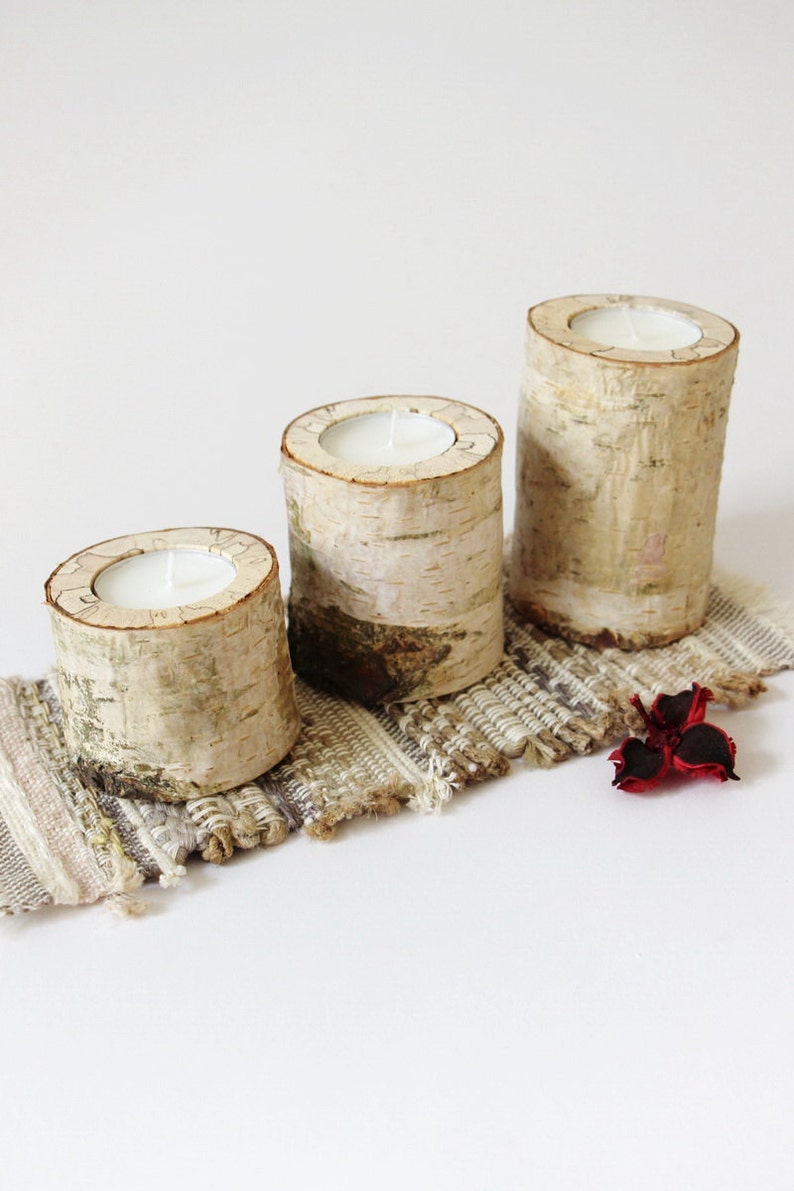 Log Candle Holder Rustic Birch Candle Holder Wood Tealight - Etsy
