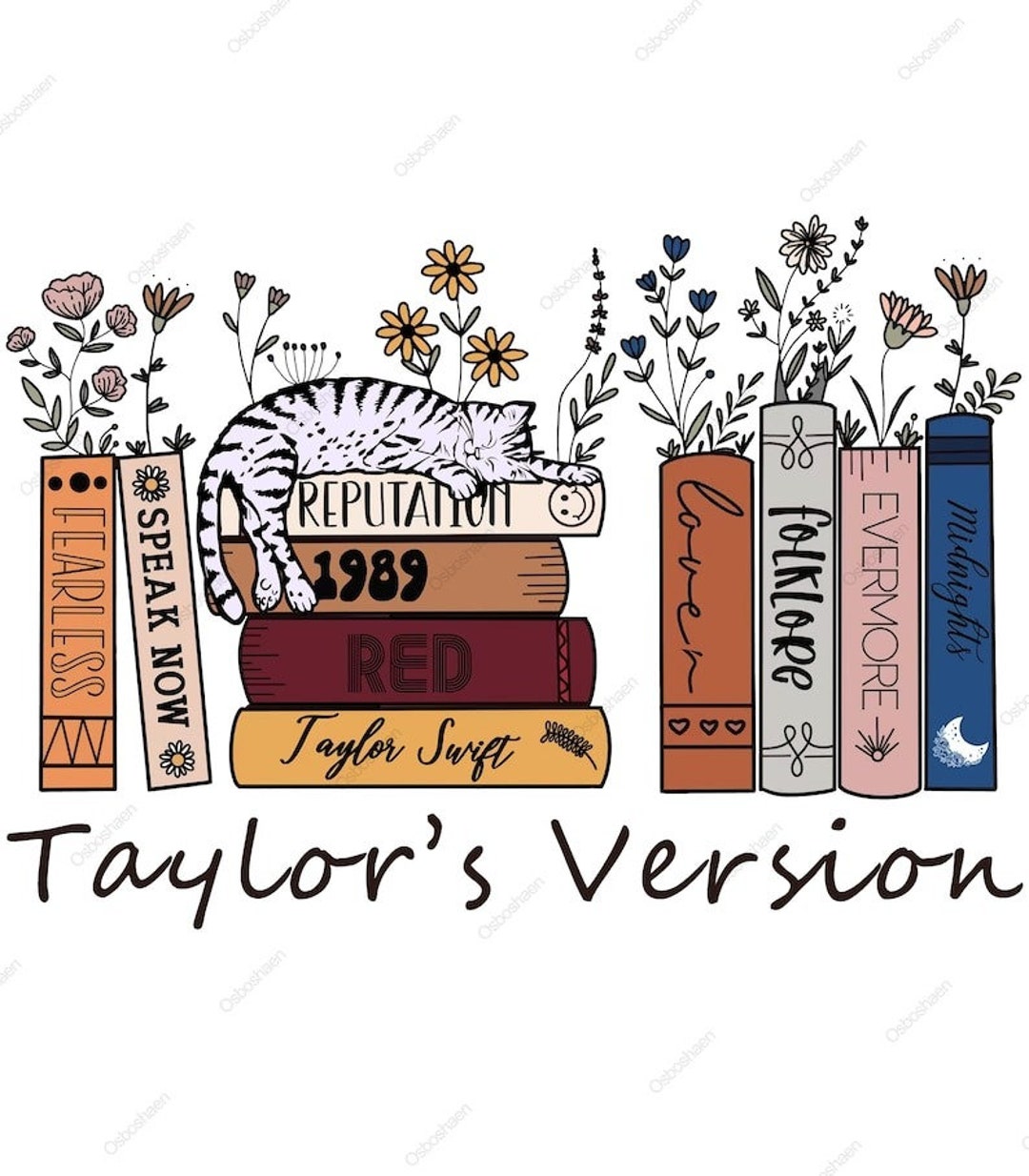 Taylor's Version Music Albums as Books Png, Swift Shirt Gift for 2023 ...