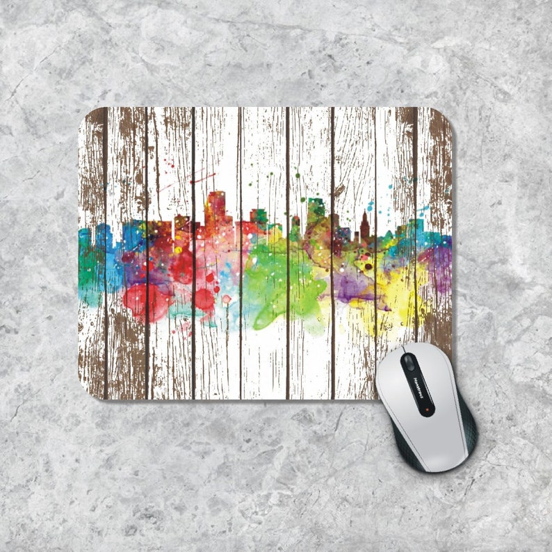 Miami Mousepad Skyline Mouse Pad Watercolor Mouse Mat Round - Etsy