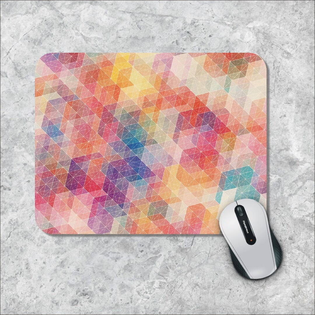 Geometric Mousepad, Watercolor Triangles Mouse Pad, Custom Mousepad ...