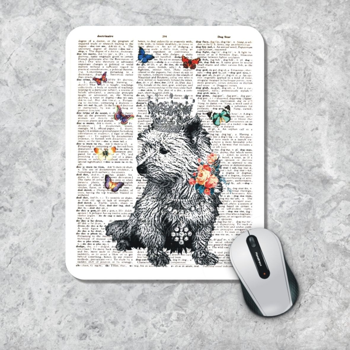 Dictionary Art Mousepad Dog With Crown Mouse Pad Book Page | Etsy