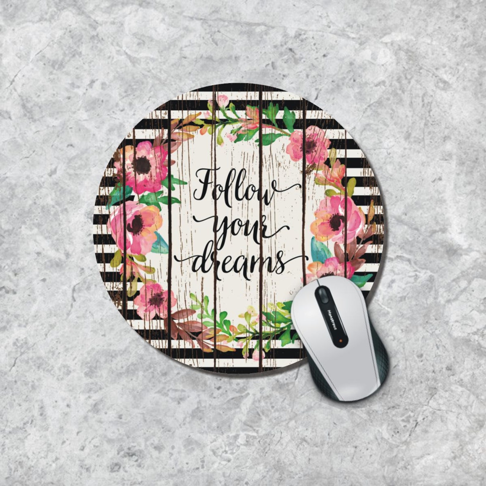 Quote Mousepad, Follow Dreams Mouse Pad, Watercolor Mouse Mat, Custom ...