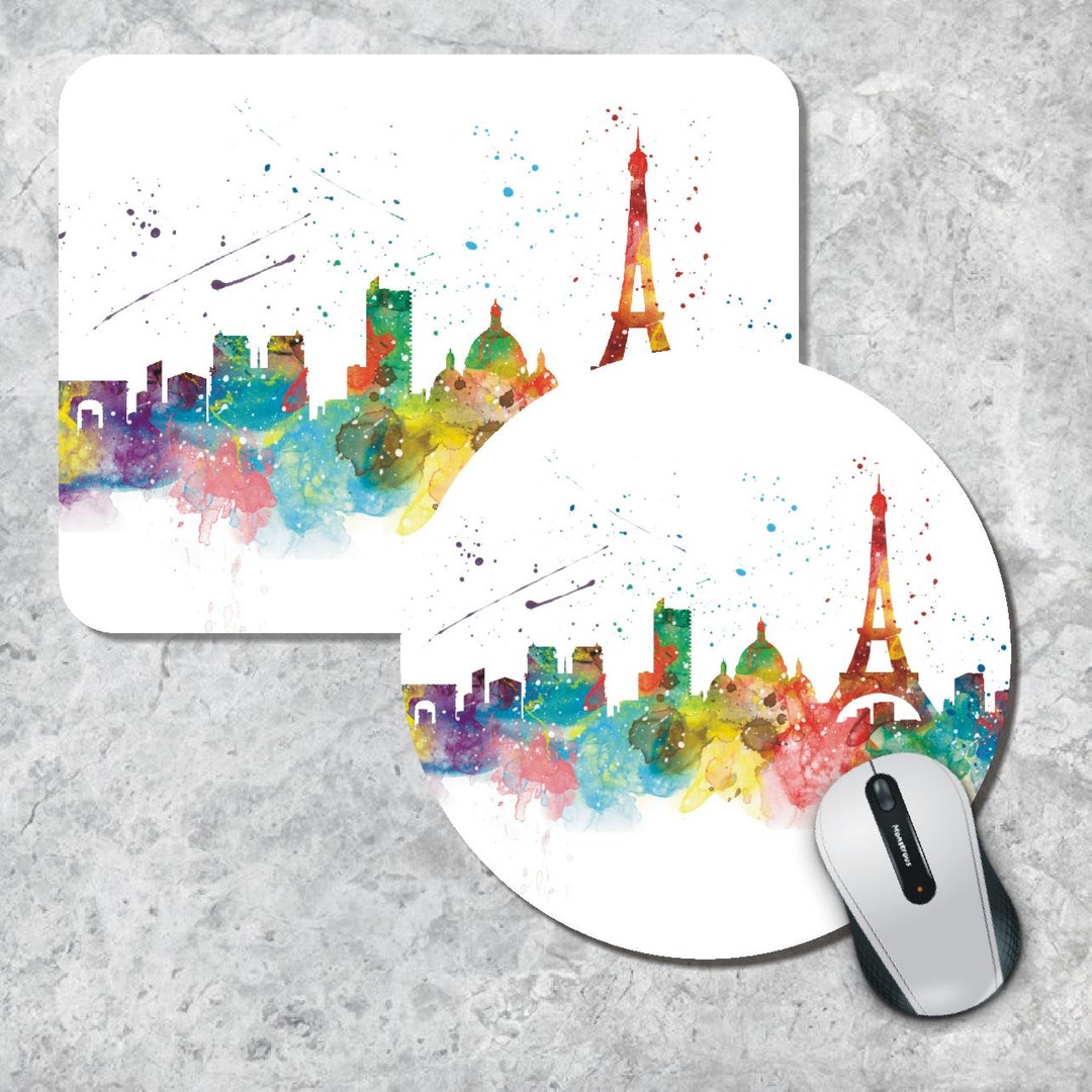 Paris Mousepad, Skyline Mouse Pad, Watercolor Mouse Mat, Paris France ...