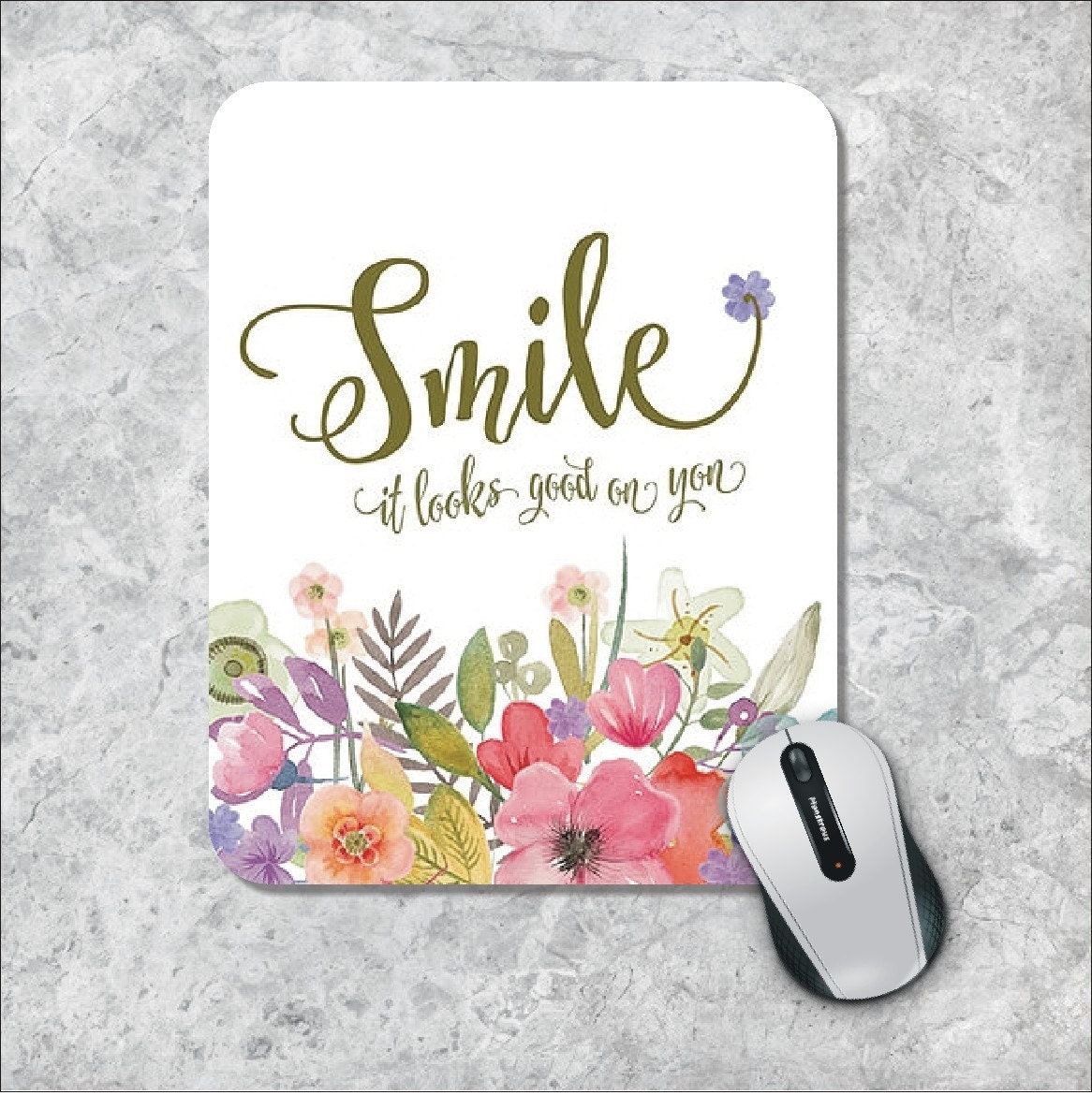 Floral Mousepad Quote Mouse Pad Watercolor Mouse Mat Custom | Etsy