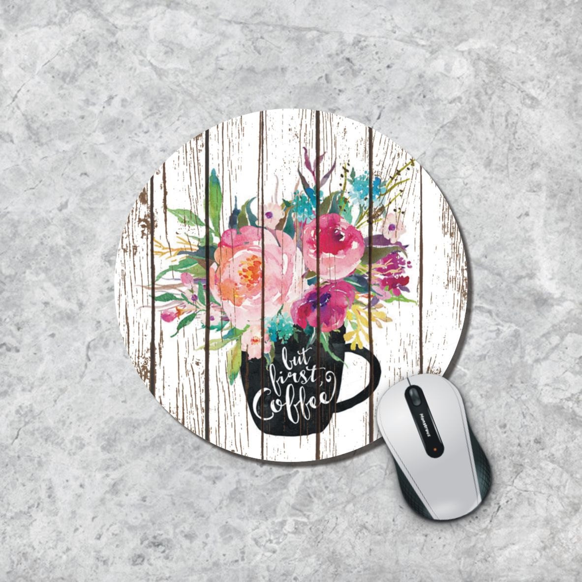 Quote Mousepad But First Coffee Watercolor Mouse Mat Coffee | Etsy