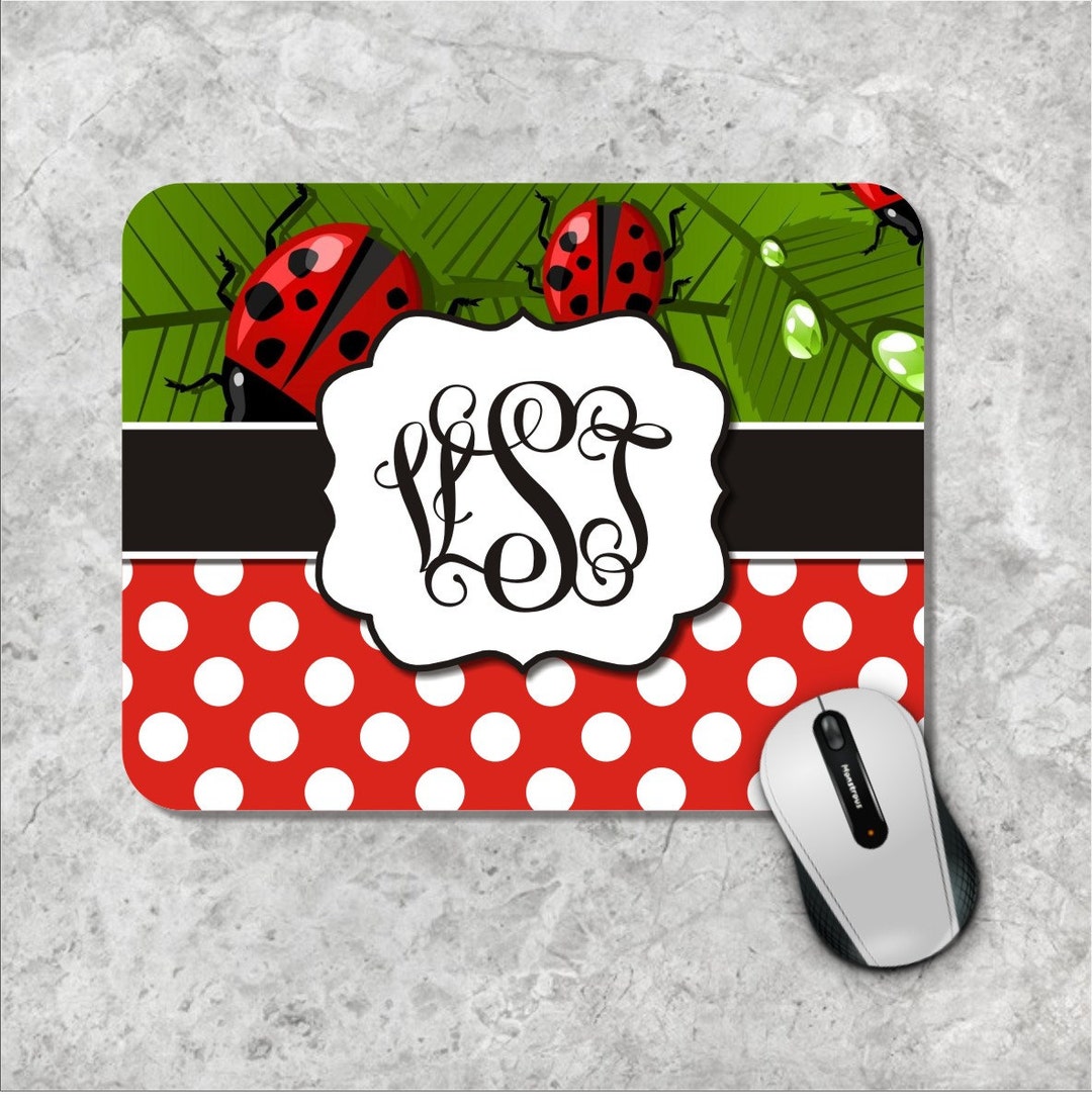 Monogram Mouse Pad, Custom Mousepad, Ladybug Mousepad, Monogrammed ...