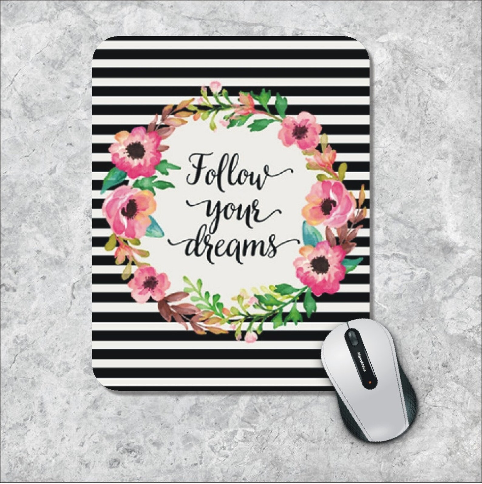 Quote Mousepad, Follow Dreams Mouse Pad, Watercolor Mouse Mat, Custom ...