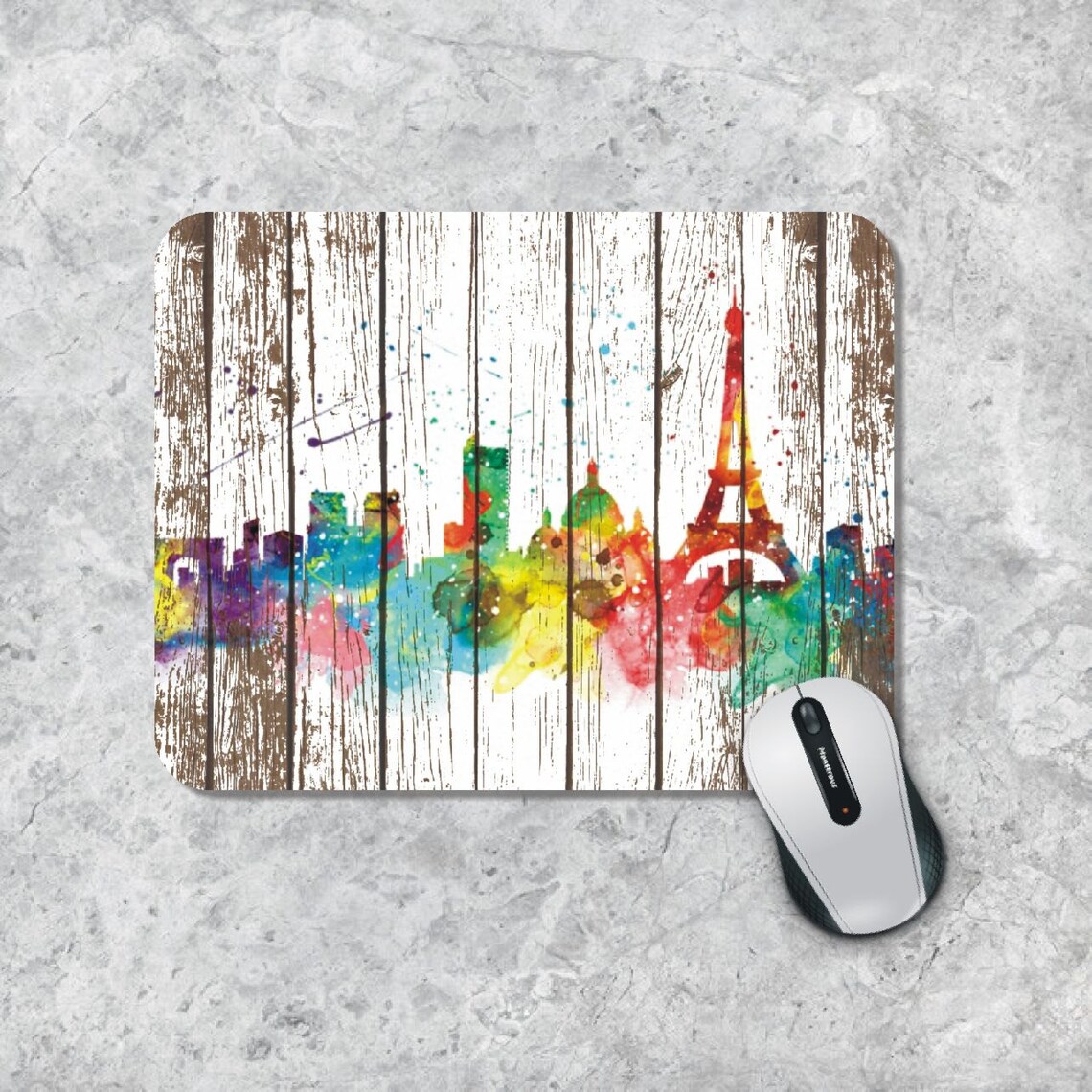 Paris Mousepad, Skyline Mouse Pad, Watercolor Mouse Mat, Paris France ...