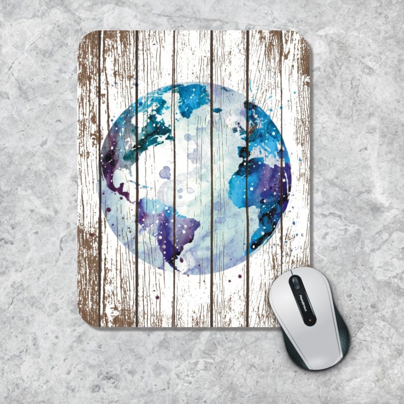 Blue Earth Mousepad World Mouse Pad Watercolor Mouse Mat - Etsy