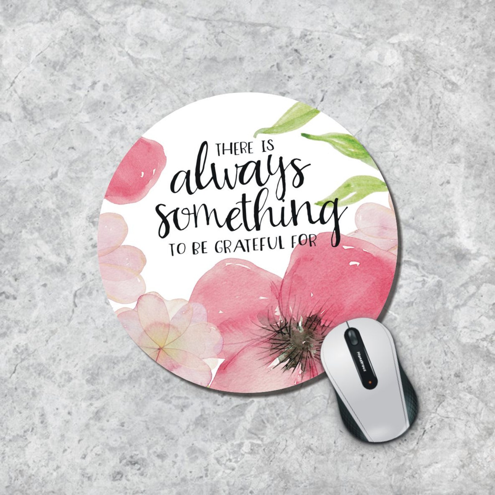 Quote Mousepad Floral Mouse Pad Round Mouse Pad Watercolor | Etsy