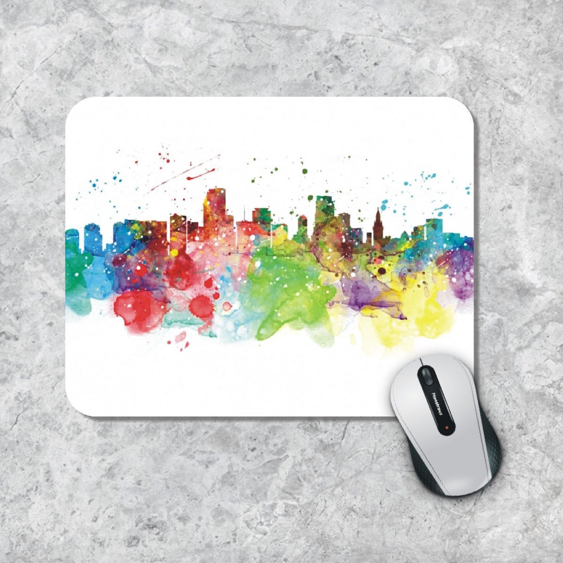 Miami Mousepad Skyline Mouse Pad Watercolor Mouse Mat Round - Etsy